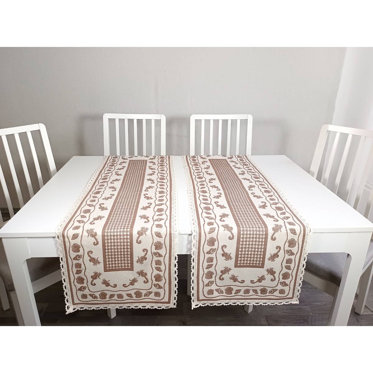 Medvilninis stalo takelis - Kriauklės - AmberTextile.lt